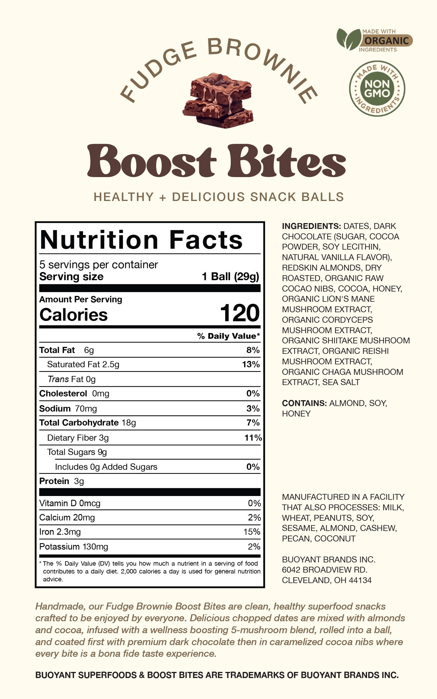 Fudge Brownie BOOST BITES Snack Balls – Buoyant Brands Inc.